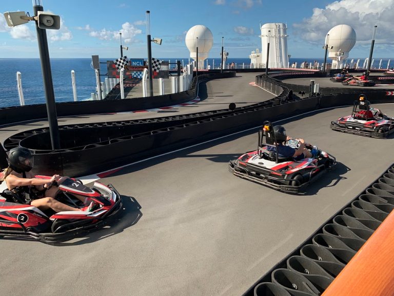 Zooming Around A Race Track on a Norwegian Cruise Ship - Cruise Spotlight