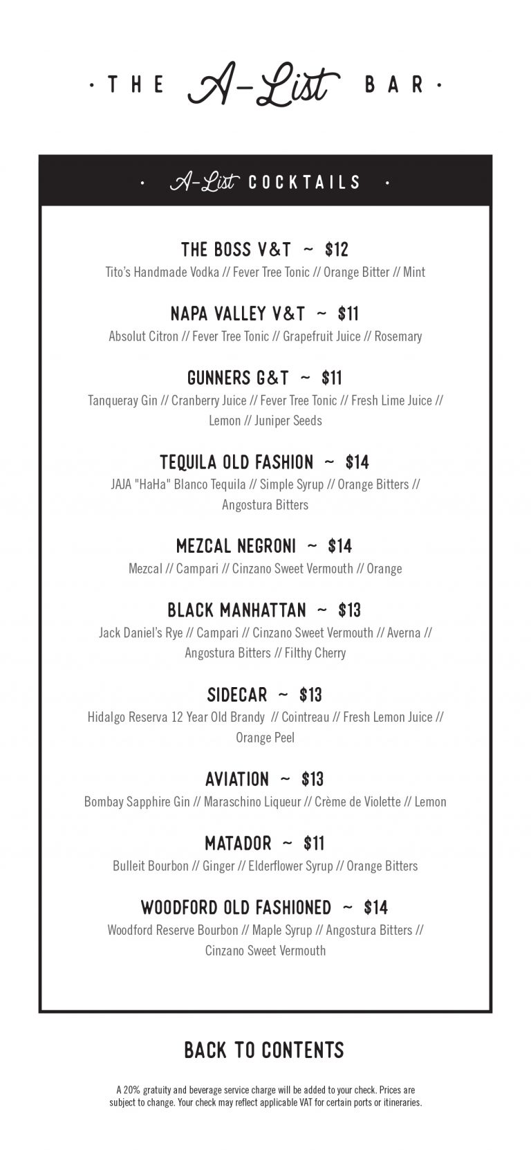 Norwegian Cruise Line Drink Menus and Pricing - Cruise Spotlight