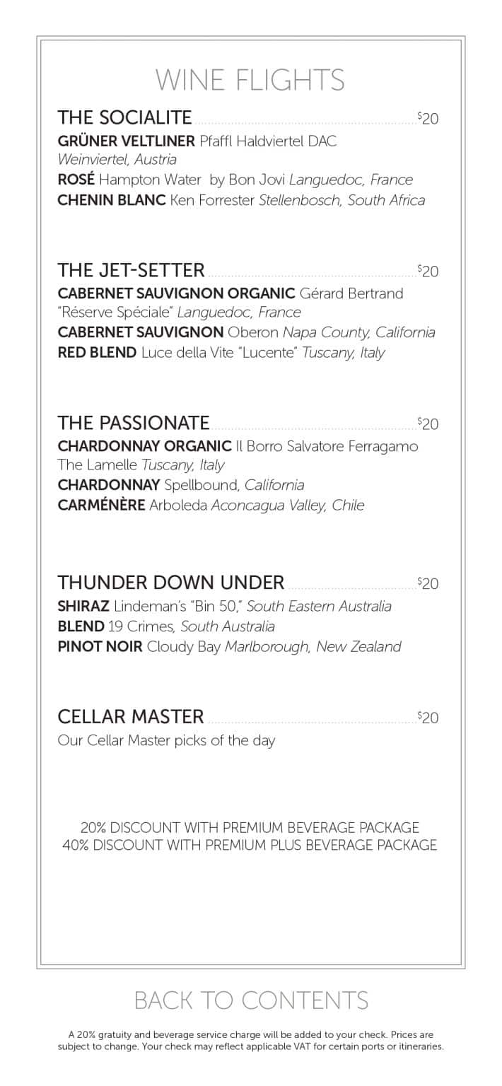 Norwegian Cruise Line Drink Menus and Pricing - Cruise Spotlight