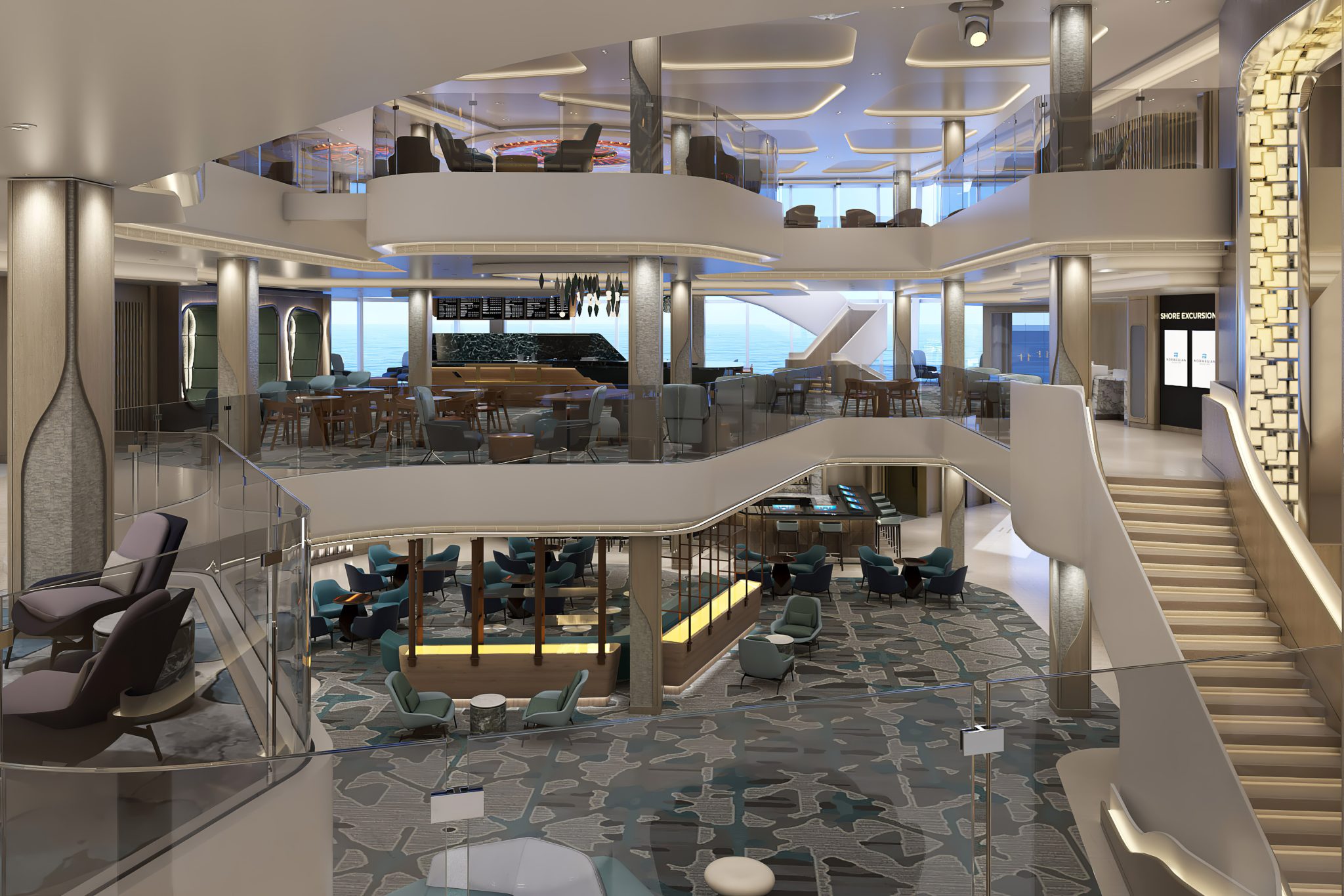 Norwegian Prima and Viva Atrium and Bars Detailed - Cruise Spotlight