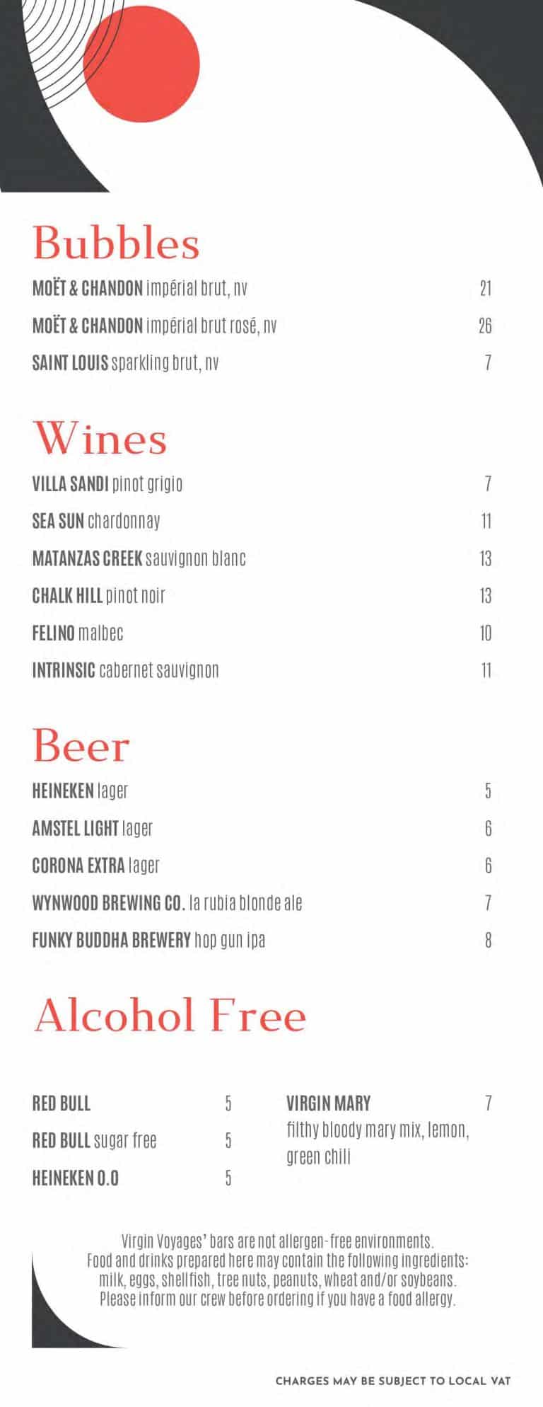 Virgin Voyages Restaurant and Bar Menus (with prices) - Cruise Spotlight Virgin Voyages Restaurant and Bar Menus (with prices) - Cruise Spotlight