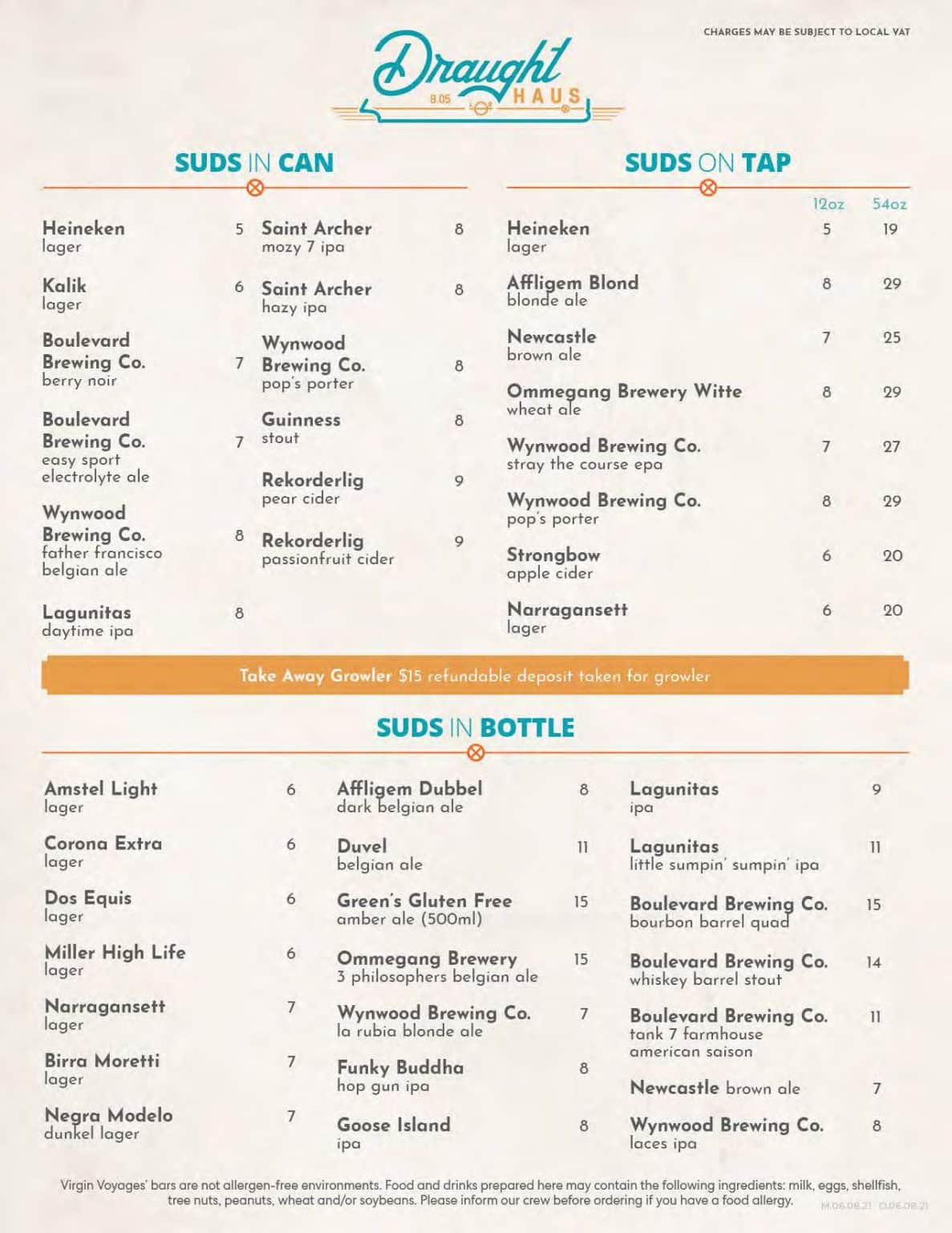 Virgin Voyages Restaurant and Bar Menus (with prices) - Cruise Spotlight