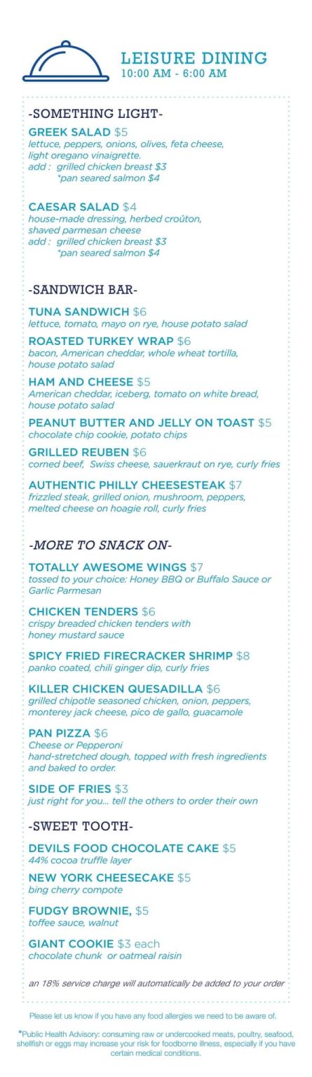 Carnival's New Room Service Menu (with pricing) - Cruise Spotlight