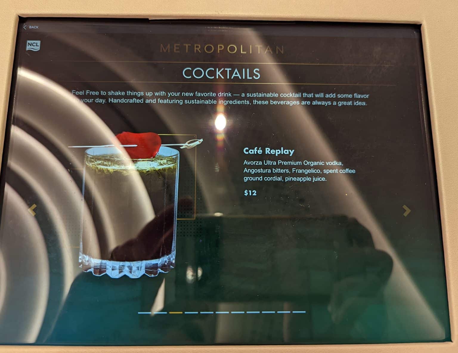 Norwegian Prima Bar Menus - Cruise Spotlight