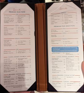 Norwegian Prima Bar Menus - Cruise Spotlight