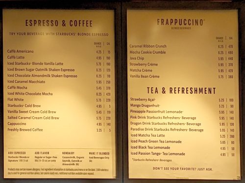 Norwegian Prima Bar Menus - Cruise Spotlight