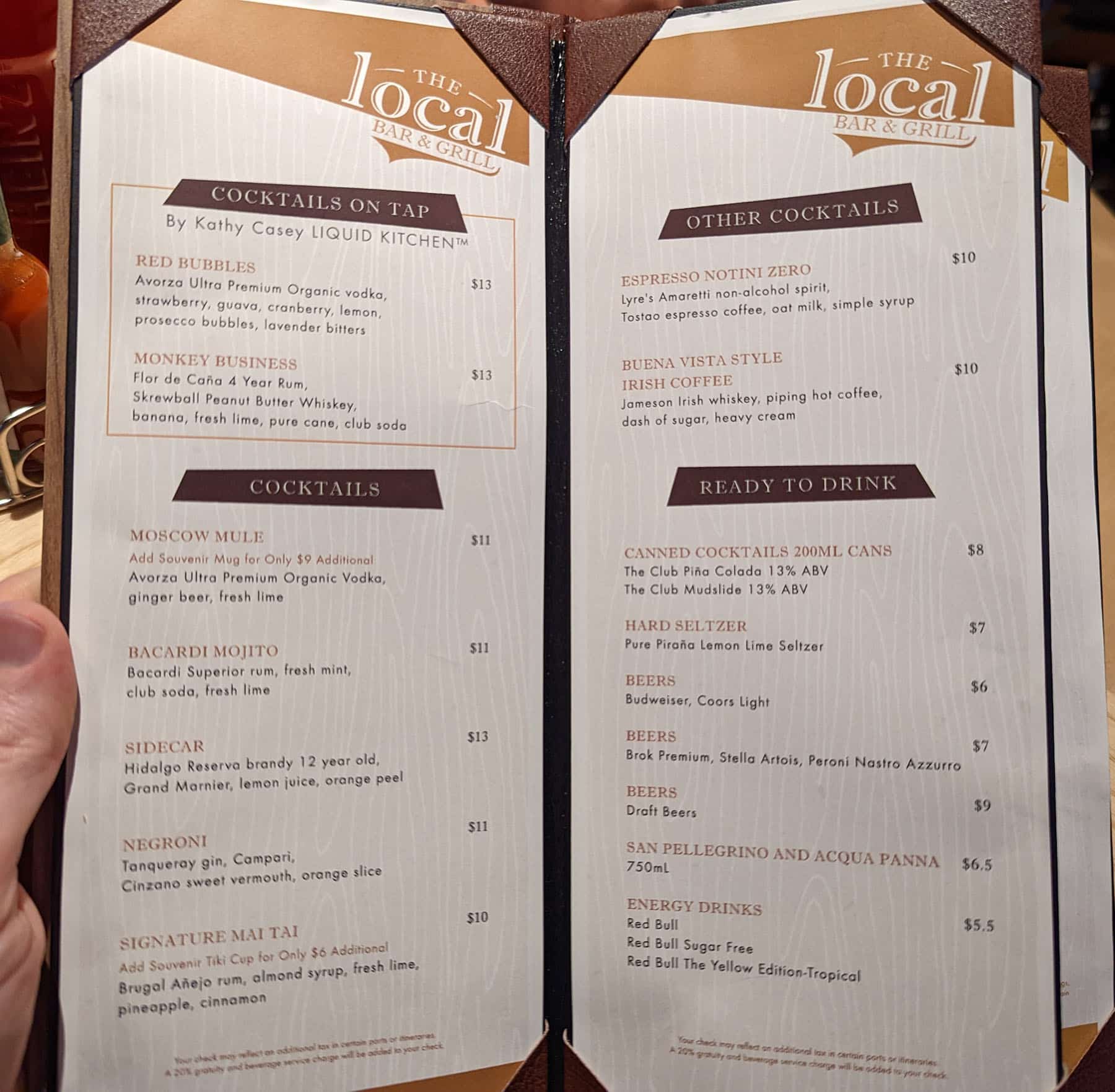 Norwegian Prima Bar Menus - Cruise Spotlight
