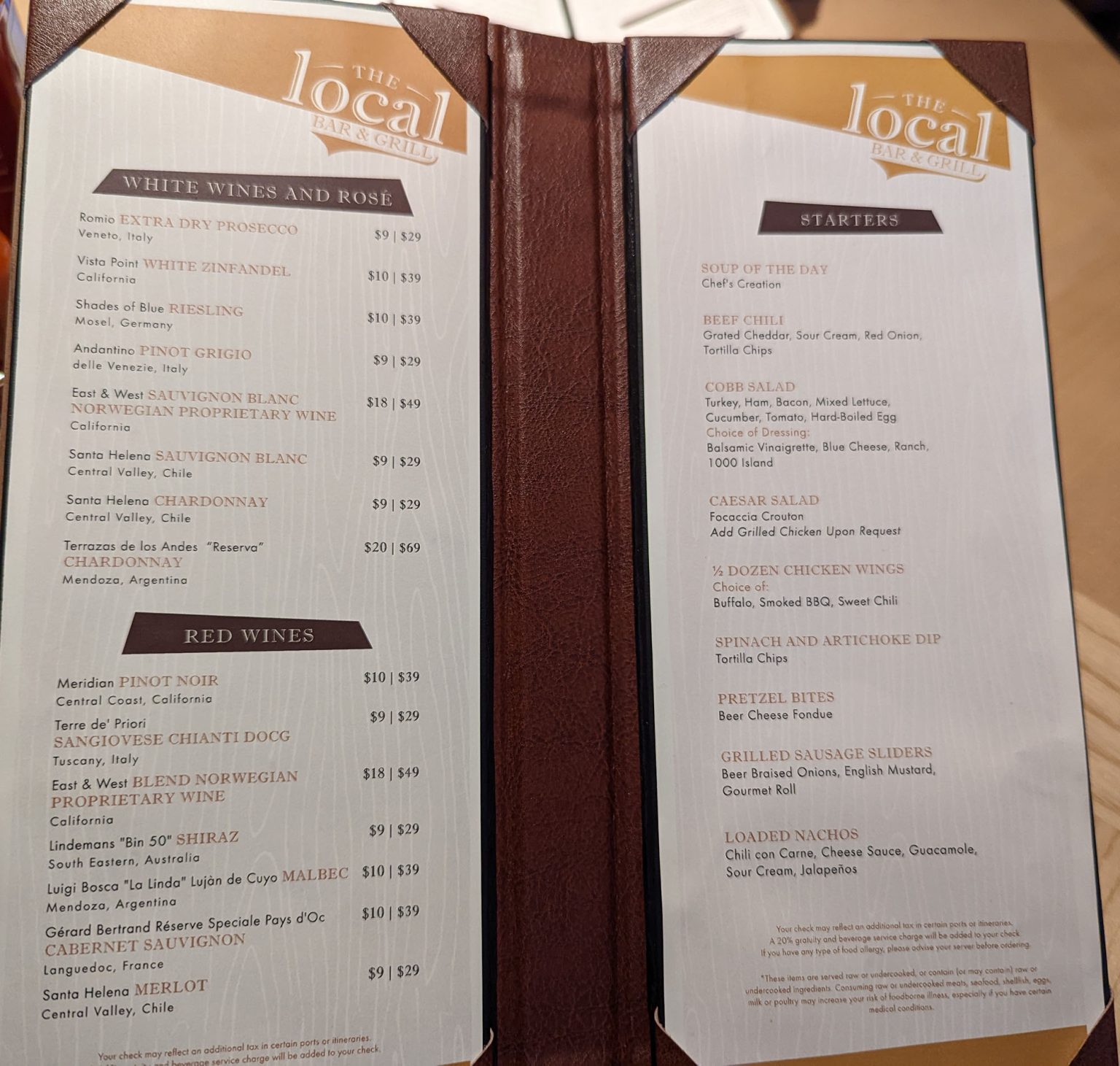 Norwegian Prima Bar Menus - Cruise Spotlight