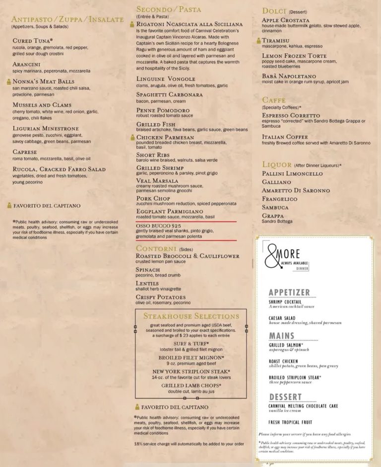 All About Carnival's Cucina Del Capitano (Excel-ship) - Cruise Spotlight