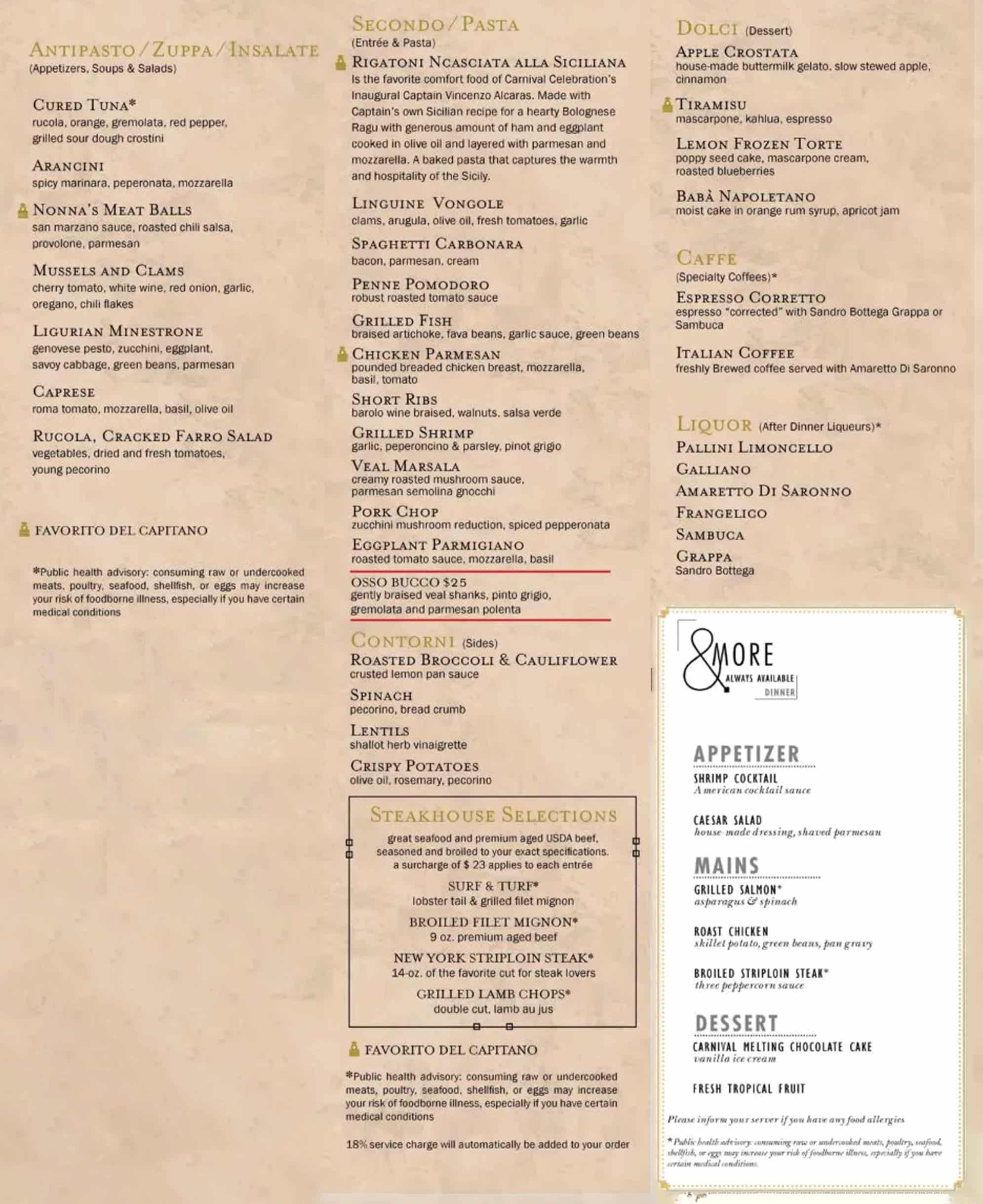 All About Carnival's Cucina Del Capitano (Excel-ship) - Cruise Spotlight