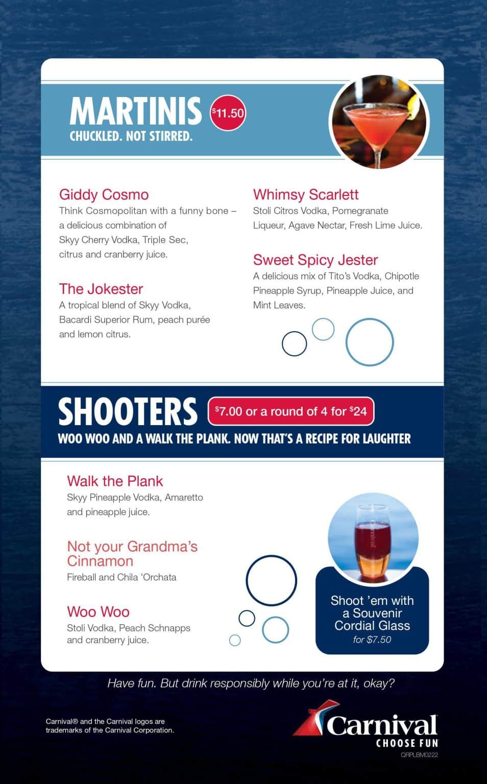 Carnival Conquest Bars (With Menus and Prices) - Cruise Spotlight