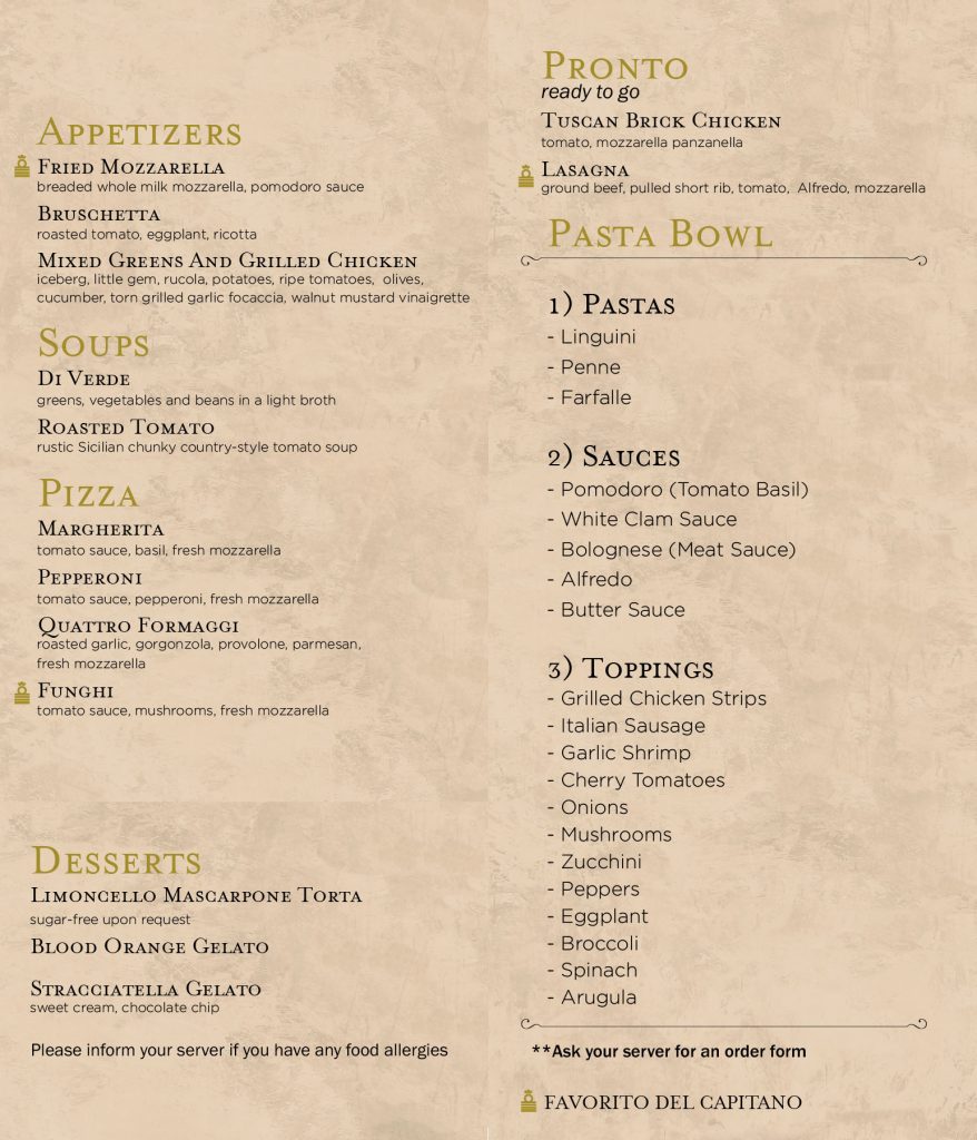 All About Carnival's Cucina Del Capitano (Excel-ship) - Cruise Spotlight