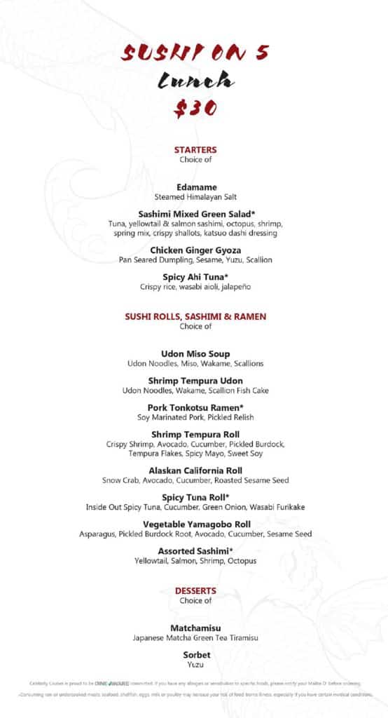All About Celebrity's Sushi on Five - Cruise Spotlight