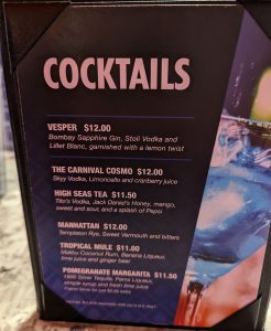 Carnival Freedom Bars (With Menus and Prices) - Cruise Spotlight