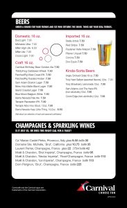 Carnival Splendor Bars (With Menus and Prices) - Cruise Spotlight