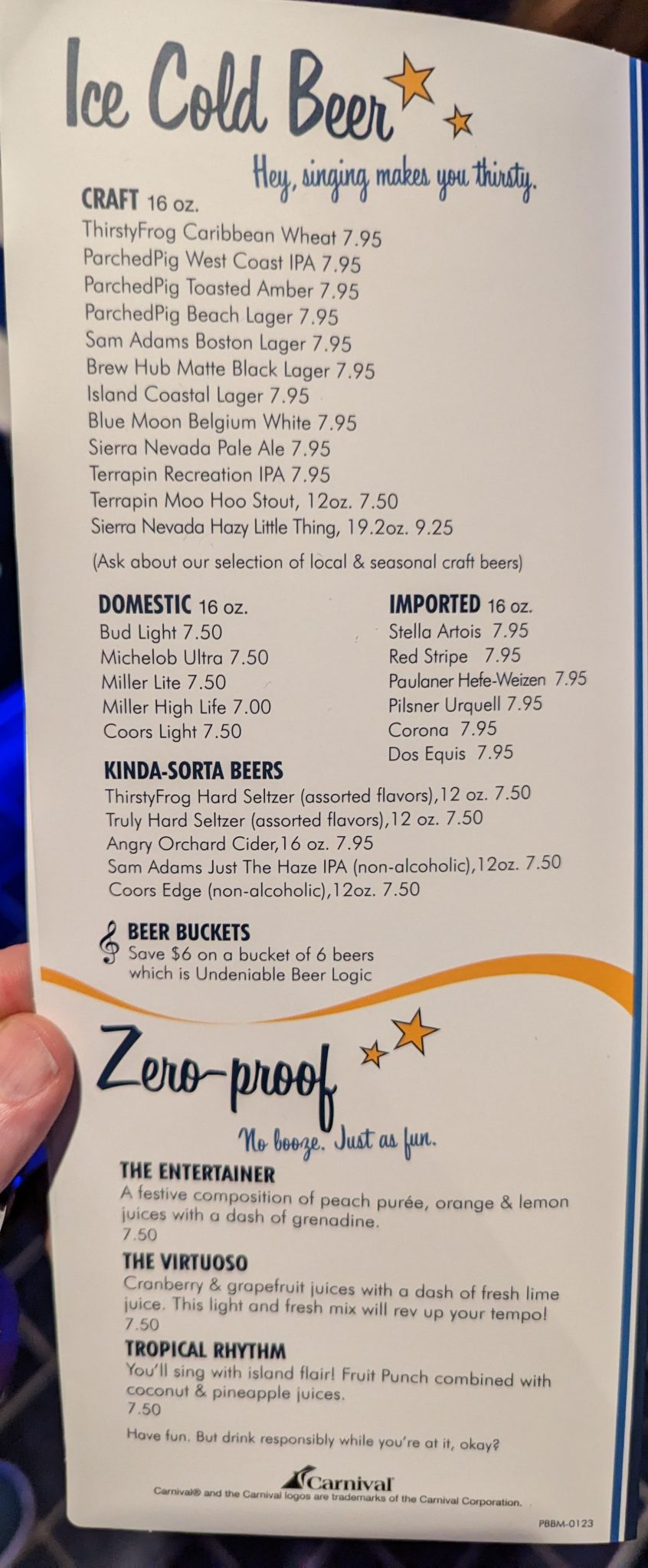 Carnival Conquest Bars (With Menus and Prices) - Cruise Spotlight