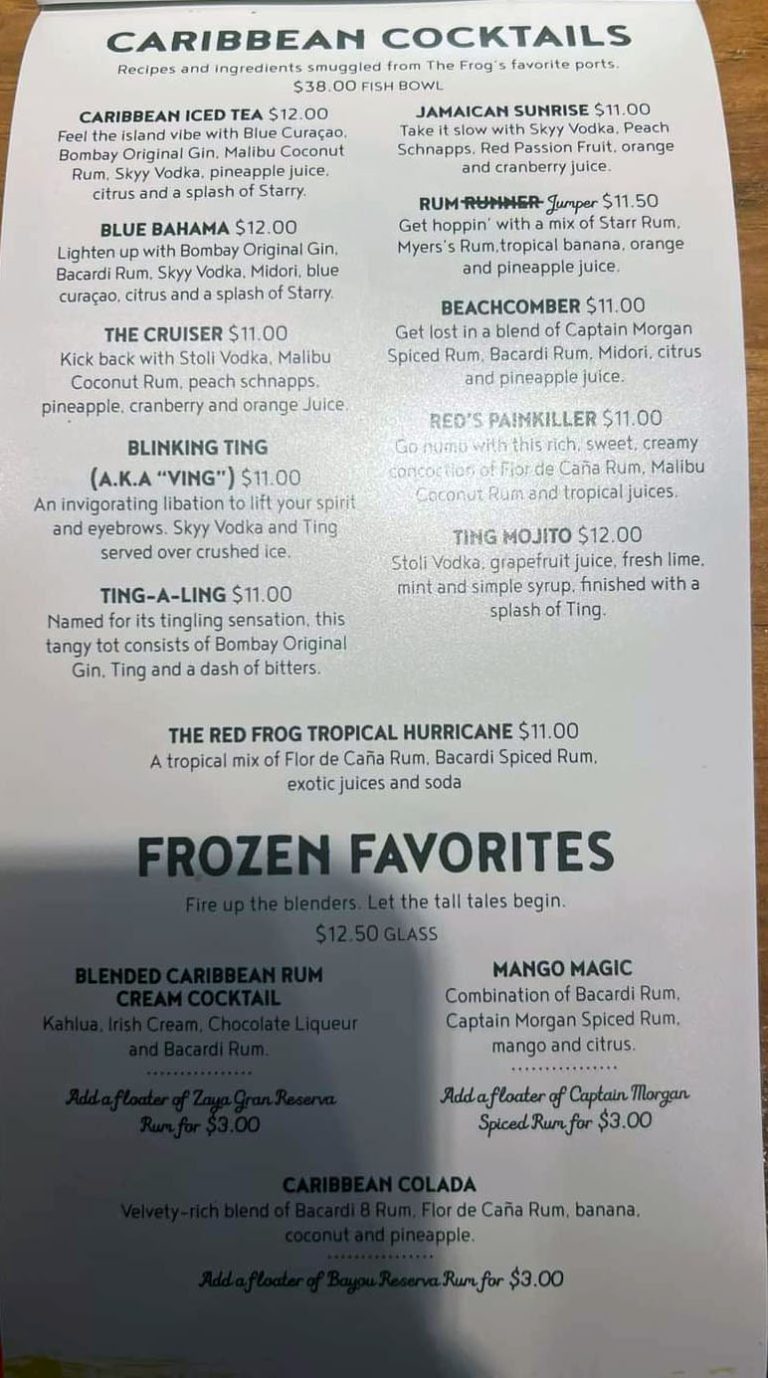 Carnival Splendor Bars (With Menus and Prices) - Cruise Spotlight
