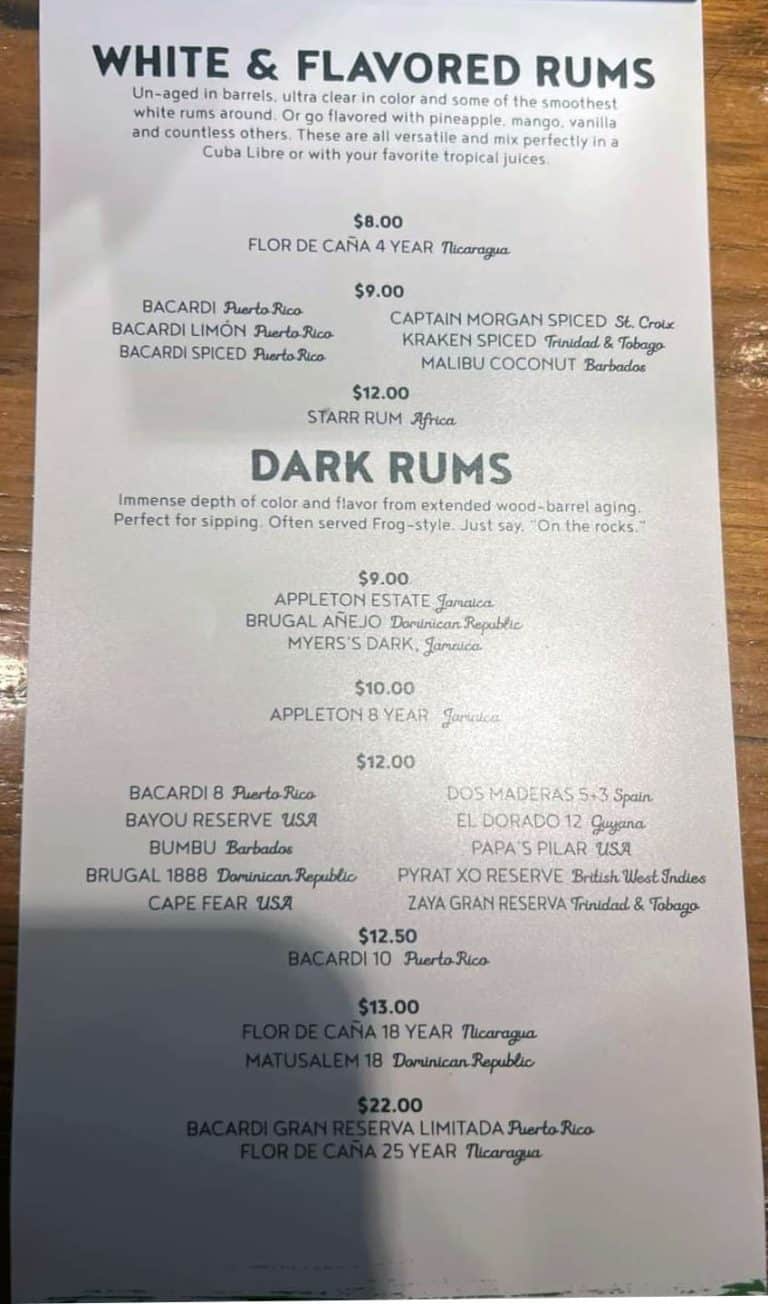 Carnival Miracle Bars (With Menus and Prices) - Cruise Spotlight