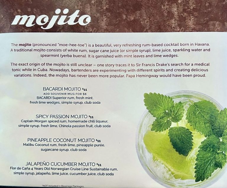 Norwegian Jewel Bars (With Menus and Prices) - Cruise Spotlight