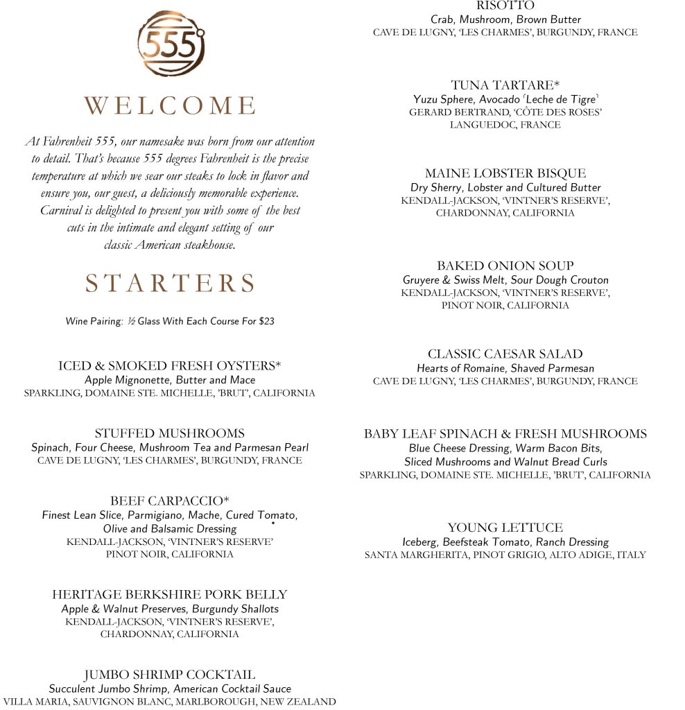 All About Carnival's Fahrenheit 555 Steakhouse - Cruise Spotlight