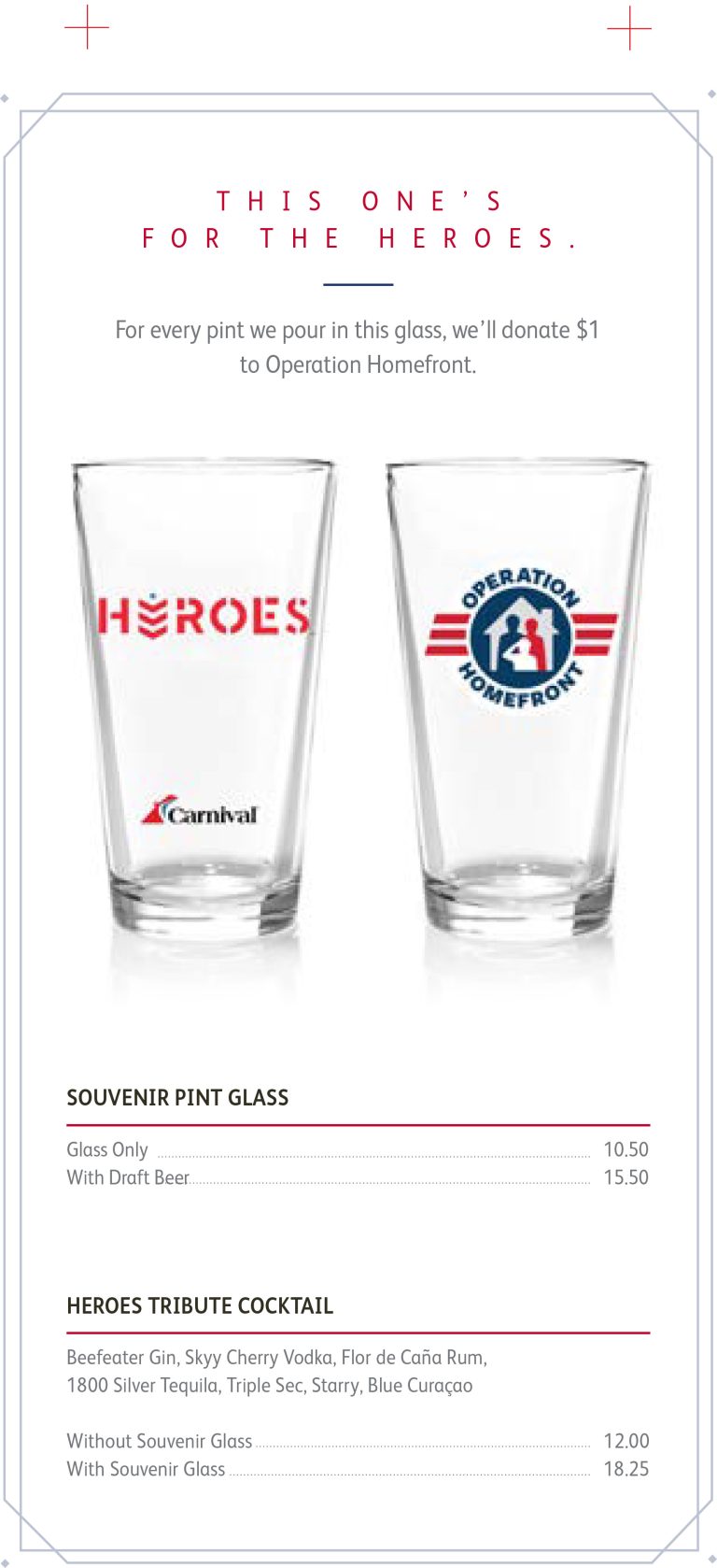 Carnival Glory Bars (With Menus and Prices) - Cruise Spotlight