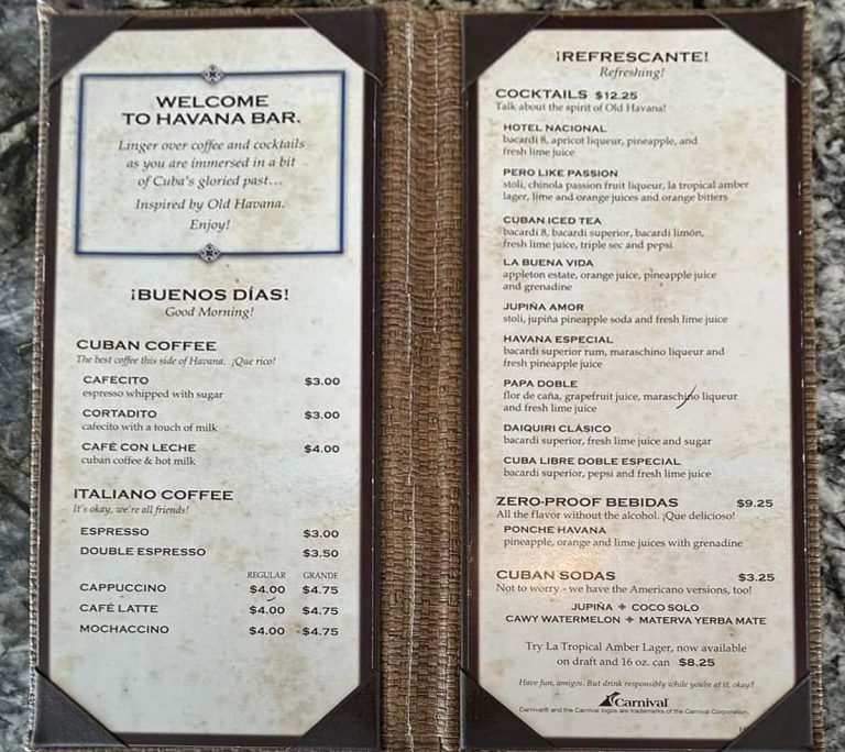 Carnival Horizon Bars (With Menus and Prices) - Cruise Spotlight