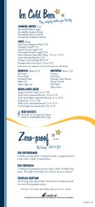 Carnival Valor Bars (With Menus and Prices) - Cruise Spotlight