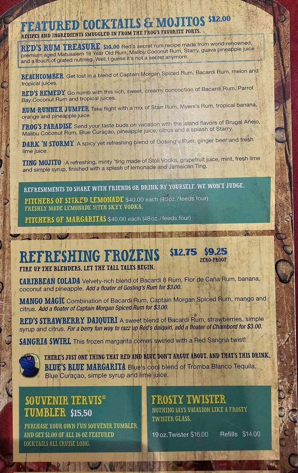 Carnival Glory Bars (With Menus and Prices) - Cruise Spotlight