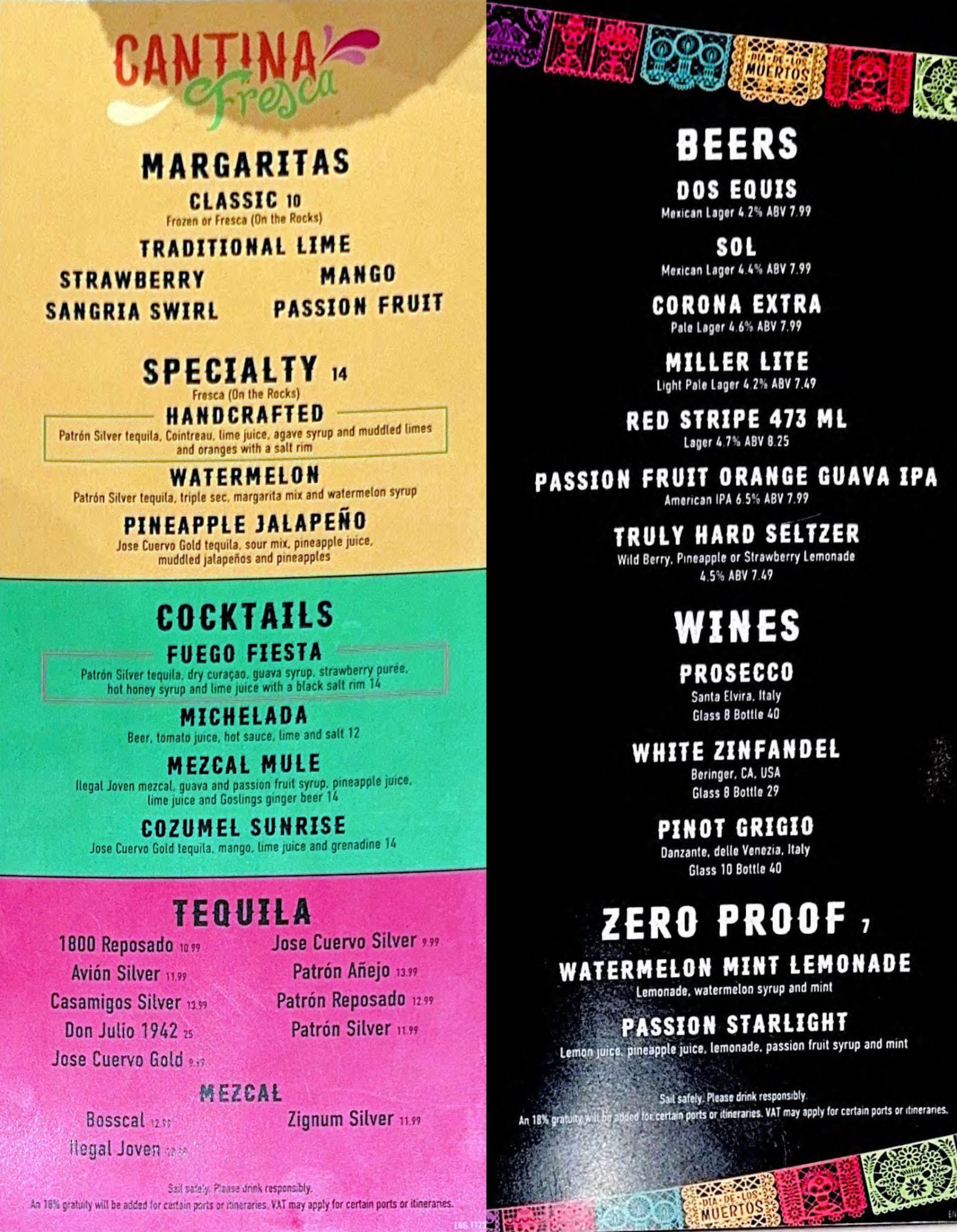 Royal Caribbean Utopia of the Seas Bars (With Menus and Prices ...