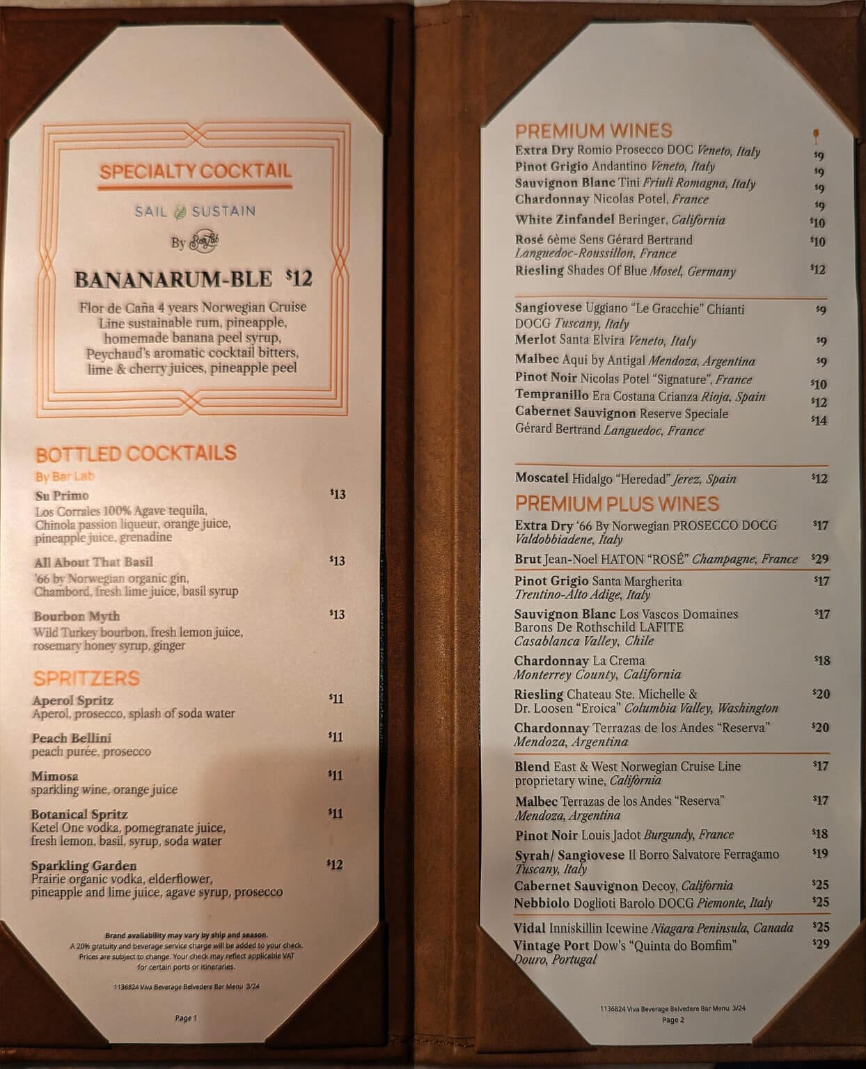 Norwegian Prima Bars (With Menus and Prices) - Cruise Spotlight