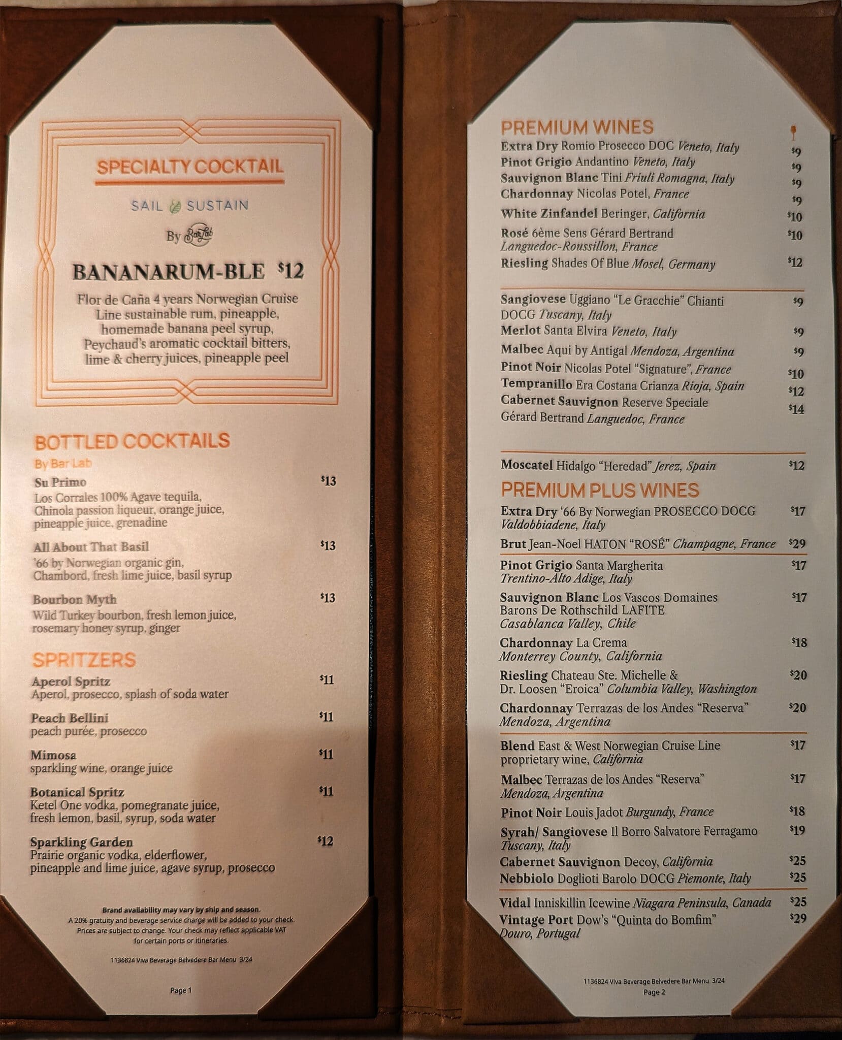 Norwegian Prima Bars (With Menus and Prices) - Cruise Spotlight