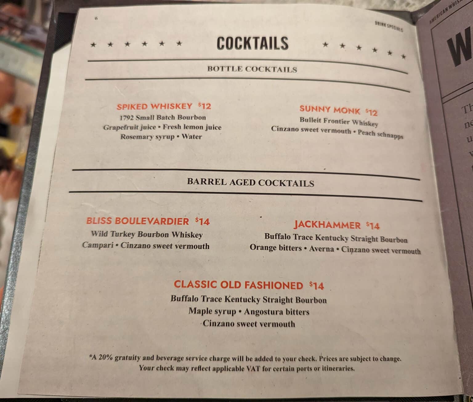 Norwegian Prima Bars (With Menus and Prices) - Cruise Spotlight
