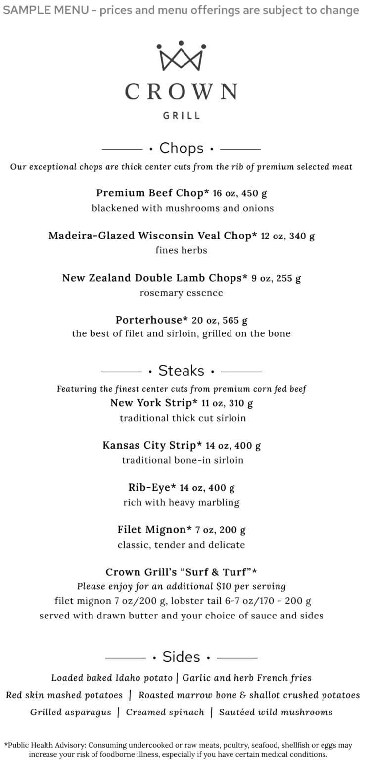 All About Princess Cruises' Crown Grill - Cruise Spotlight