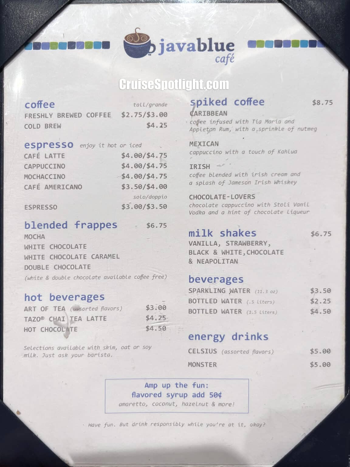 Carnival Splendor Bars (With Menus and Prices) - Cruise Spotlight