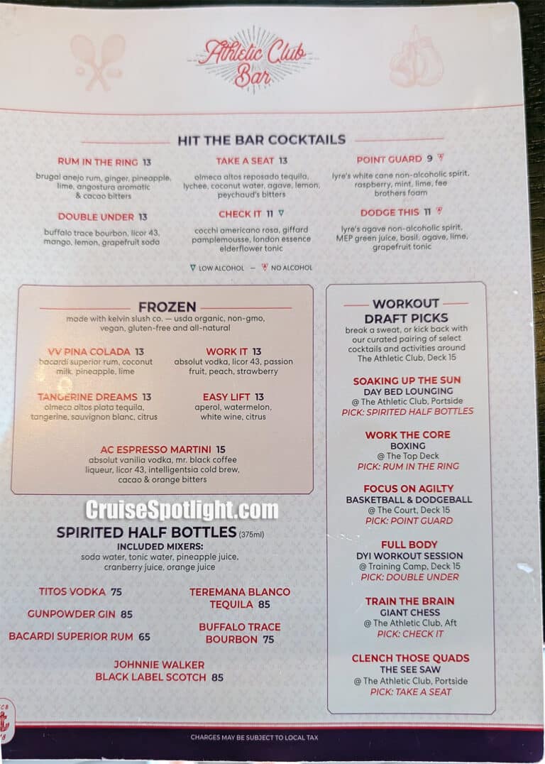 Virgin Voyages Scarlet Lady Bars (With Menus and Prices) - Cruise Spotlight