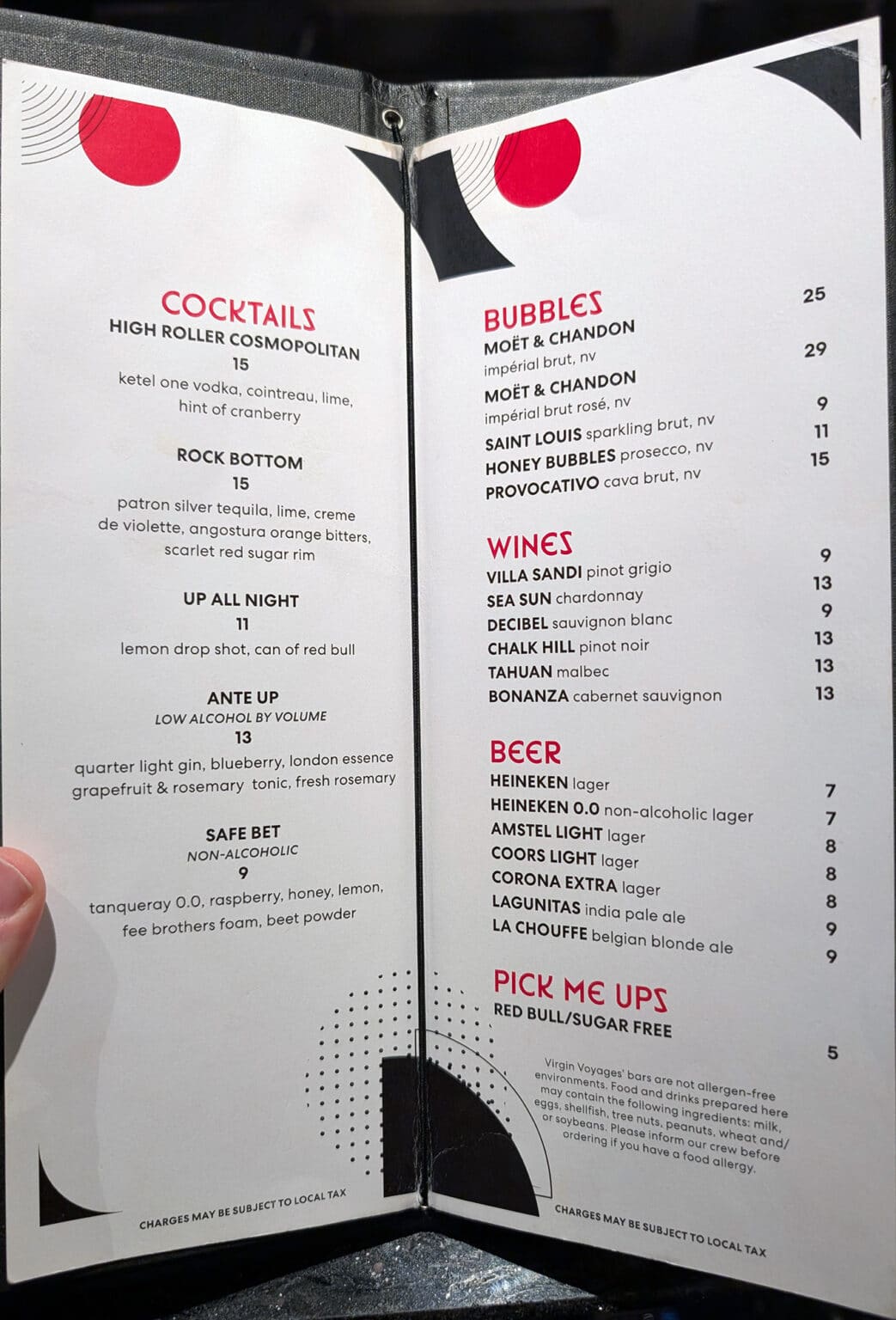 Virgin Voyages Scarlet Lady Bars (With Menus and Prices) - Cruise Spotlight