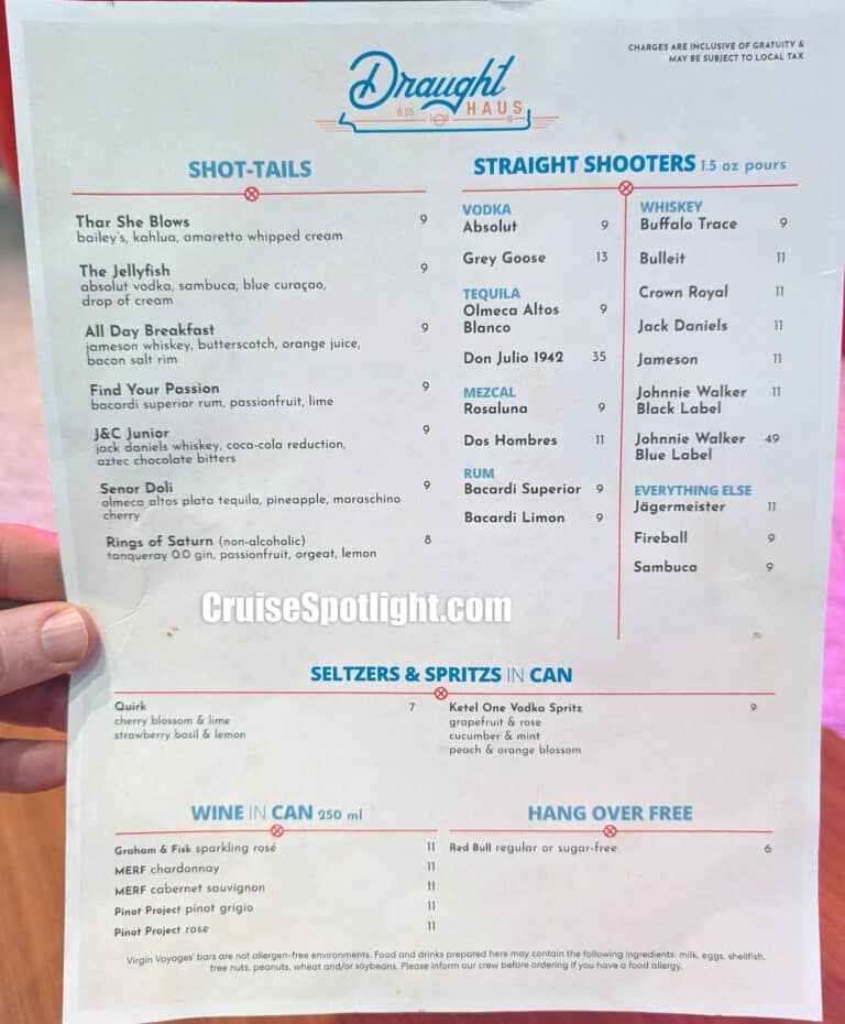 Virgin Voyages Scarlet Lady Bars (With Menus and Prices) - Cruise Spotlight