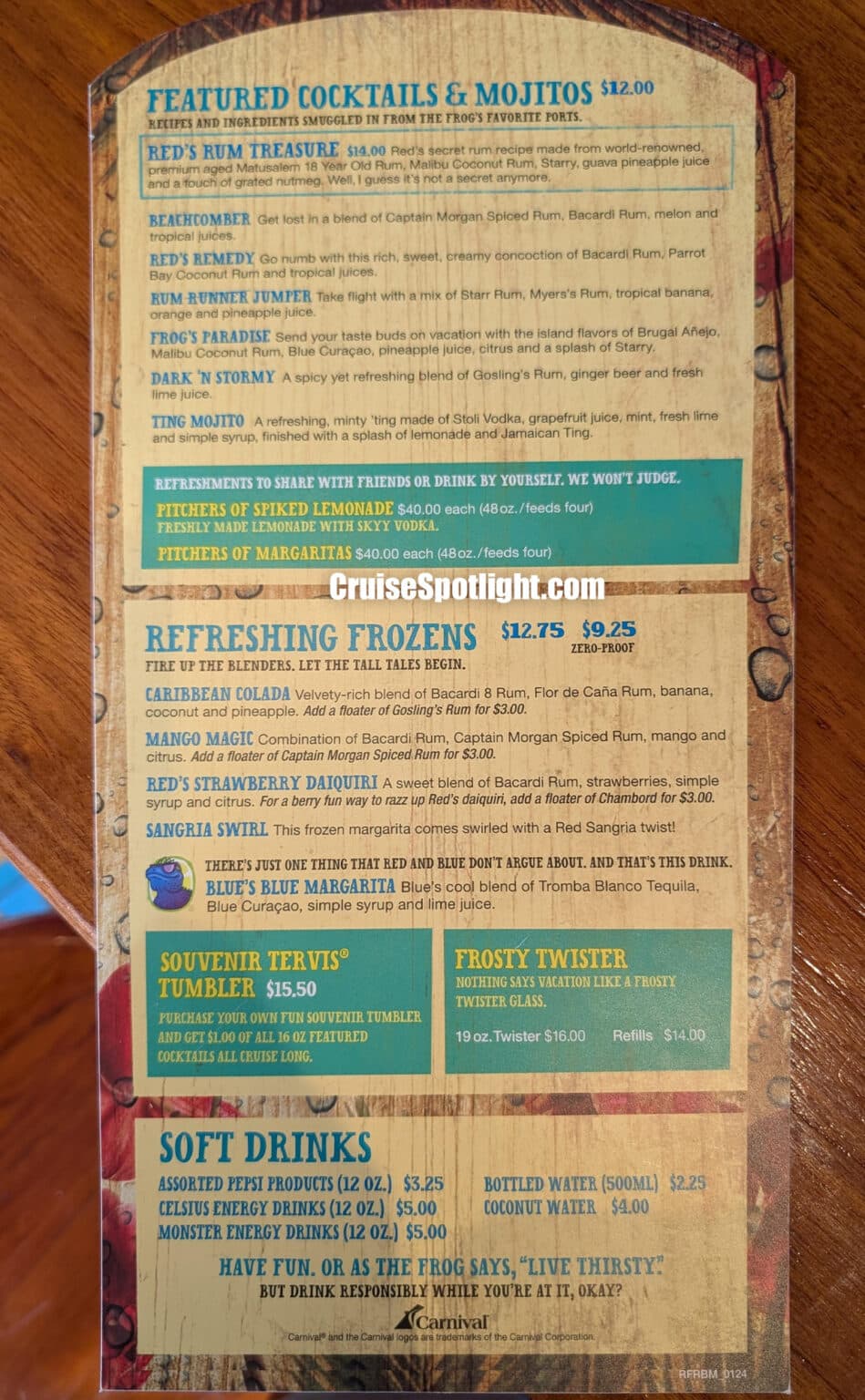 Carnival Magic Bars (With Menus and Prices) - Cruise Spotlight