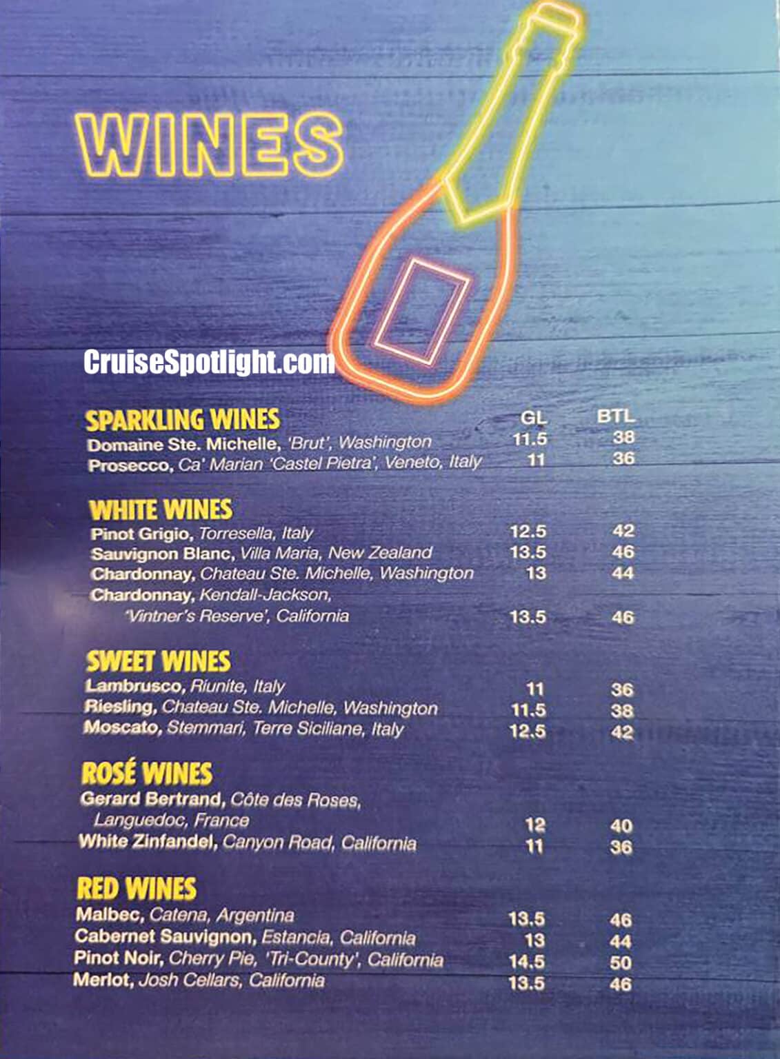 Carnival Drink Menus and Pricing (2026) - Cruise Spotlight