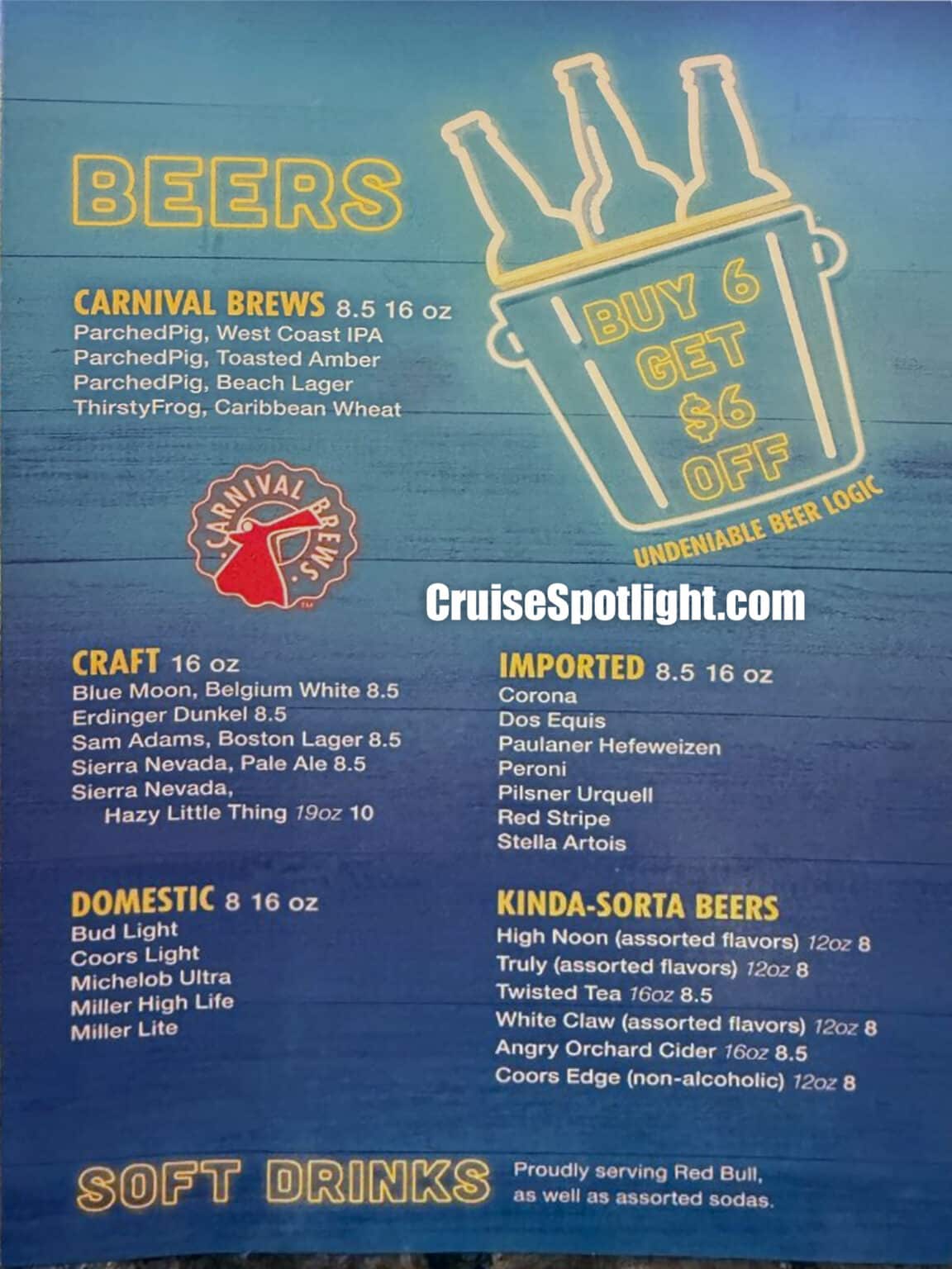 Carnival Drink Menus and Pricing (2025) - Cruise Spotlight