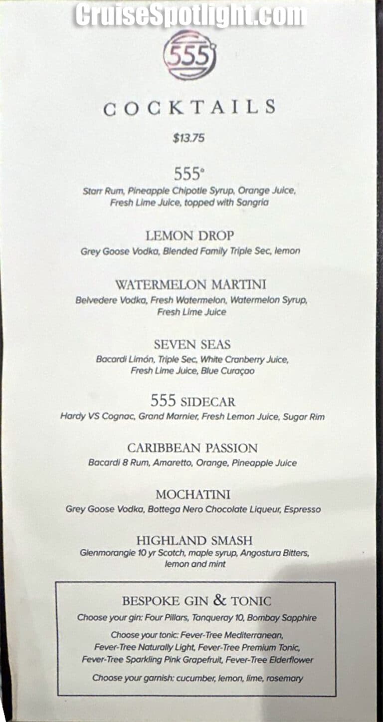 Carnival Horizon Bars (With Menus and Prices) - Cruise Spotlight