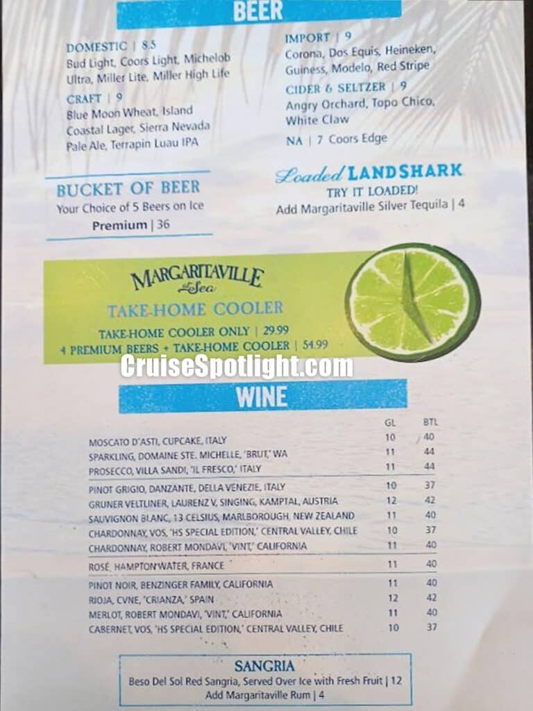 Margaritaville at Sea Islander Bars (With Menus and Prices) - Cruise ...