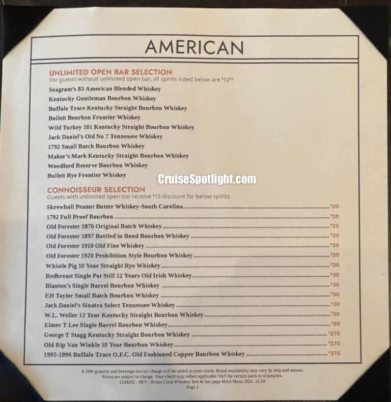 Norwegian Jade Bars (With Menus and Prices) - Cruise Spotlight