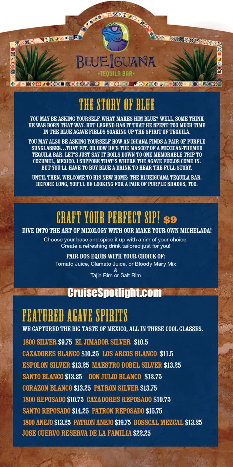 Carnival Glory Bars (With Menus and Prices) - Cruise Spotlight