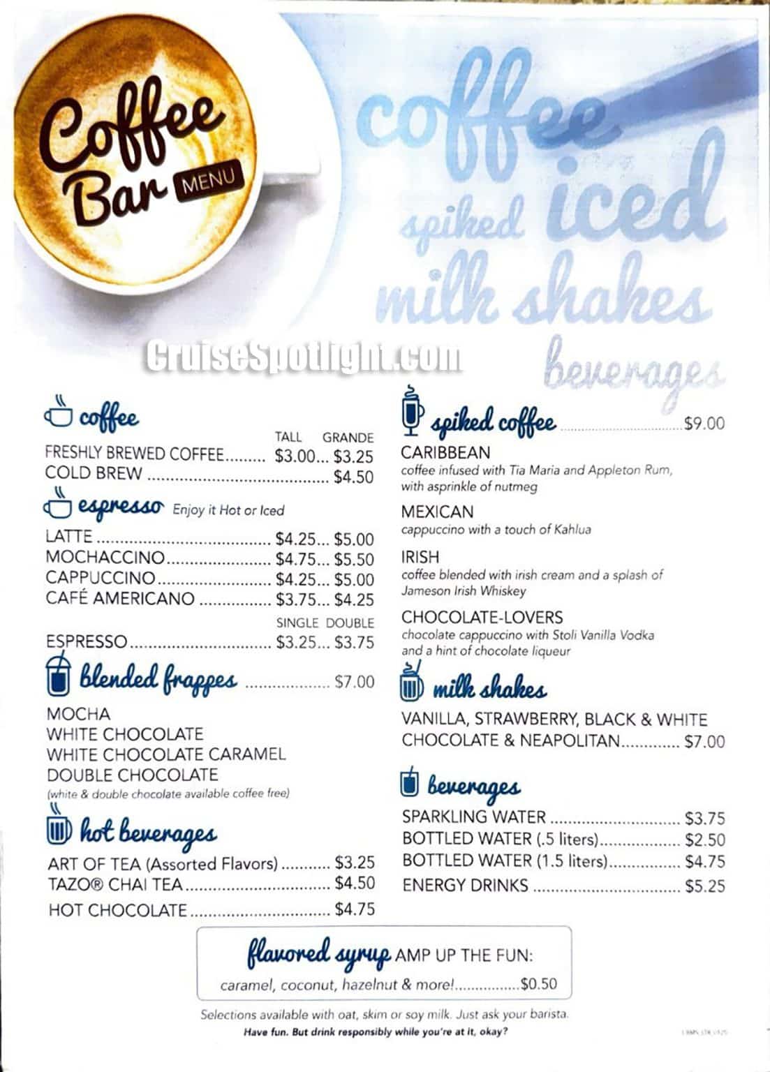 Carnival Liberty Bars (With Menus and Prices) - Cruise Spotlight