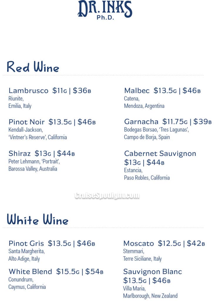 Carnival Jubilee Bars (With Menus and Prices) - Cruise Spotlight