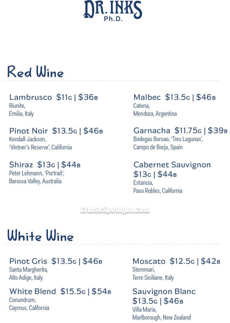 Carnival Jubilee Bars (With Menus and Prices) - Cruise Spotlight