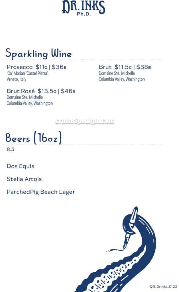 Carnival Jubilee Bars (With Menus and Prices) - Cruise Spotlight