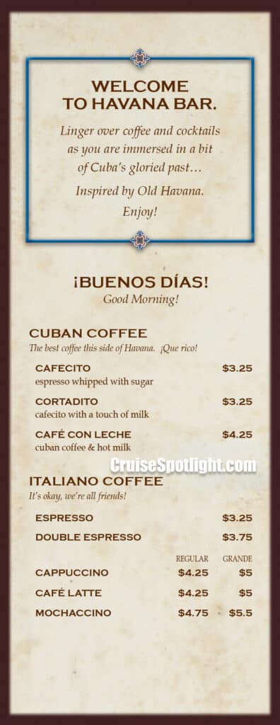 Carnival Sunshine Bars (With Menus and Prices) - Cruise Spotlight