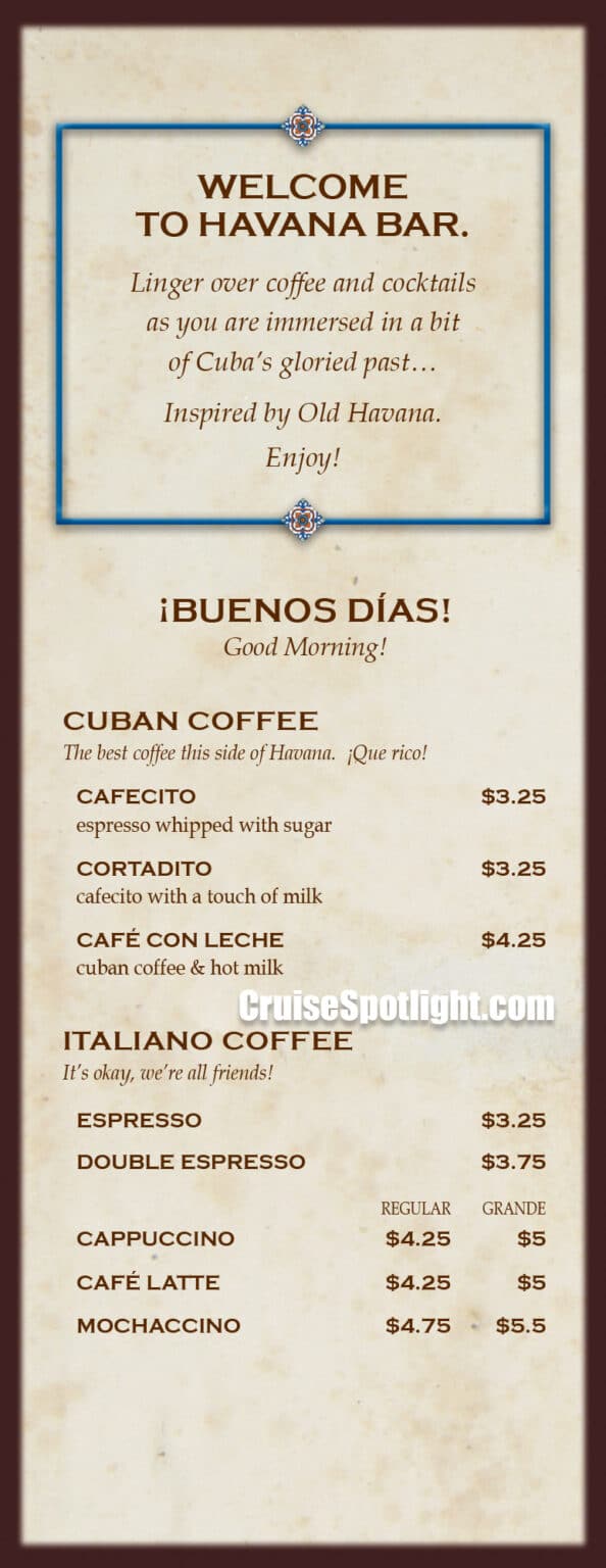 Carnival Celebration Bars (With Menus and Prices) - Cruise Spotlight